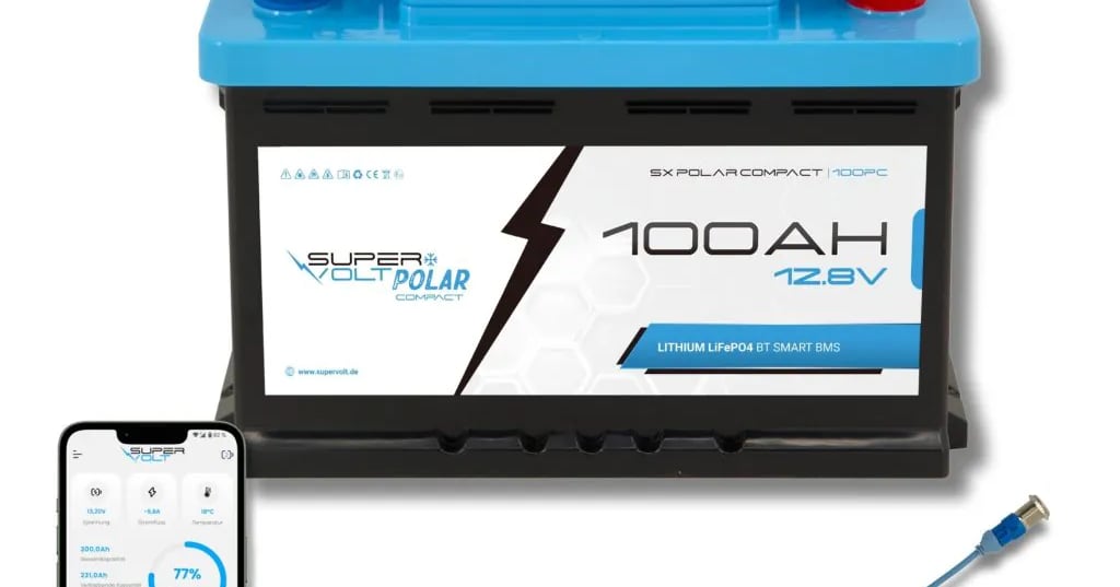 Supervolt Polar Compact LiFePO₄ 12,8V 100Ah Lithium Batterie – Smart ...