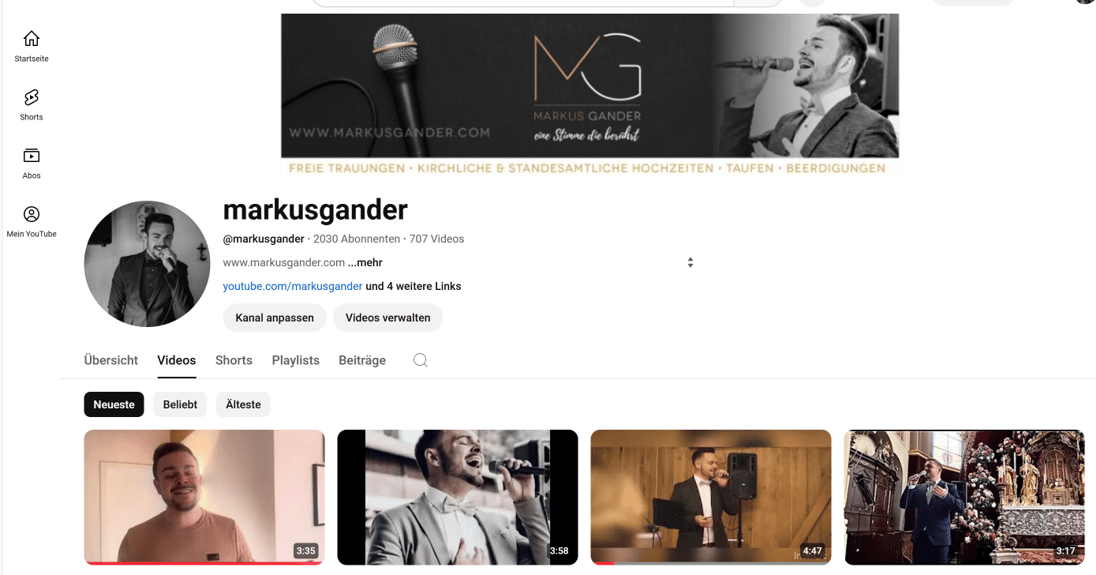 VIDEOS | DER Hochzeitssänger Markus Gander - eine gefühlvolle Stimme die berührt - bester Sänger ...