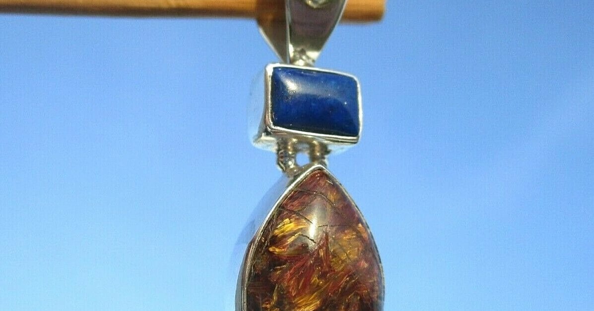 Pietersit aus Namibia - Anhänger Silber 925 mit Lapislazuli und Rubin ...