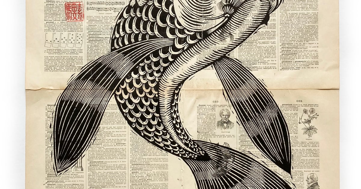 Flying fish - Woodcut King size - E-shop | ArtzMatt