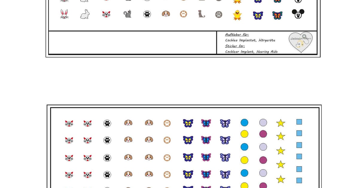 STICKER SET for Cochlear Implants and Hearing Aids - Animals/Forms ...