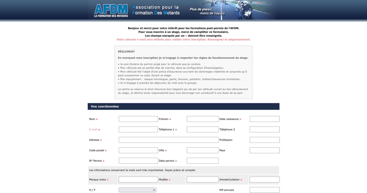 Inscriptions - Accueil | AFDM Lorraine
