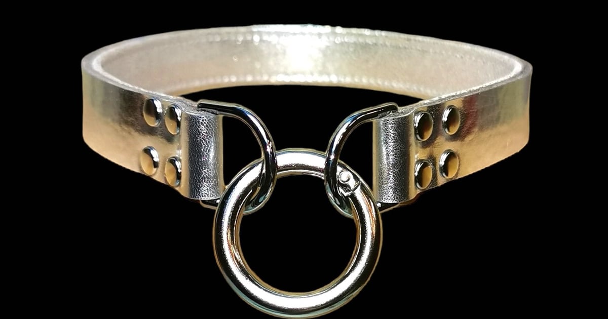 Halsband / Choker silber 20mm breit Leder Art. Silver O - Shop | KS Design