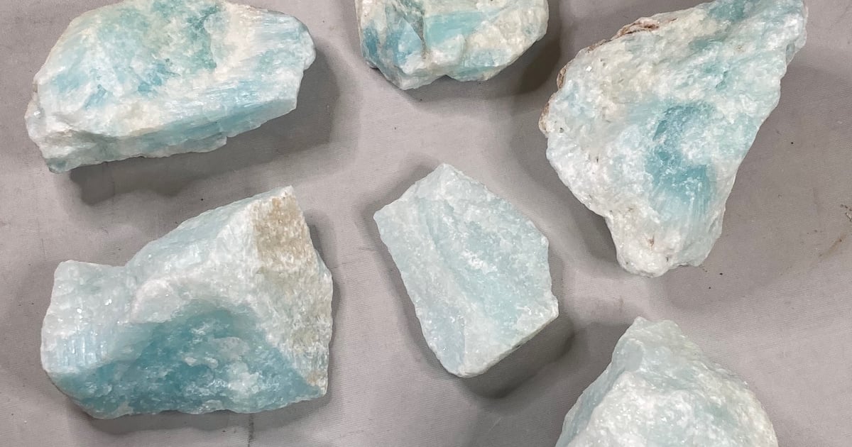 Blauer Aragonit Rohstein beste Qualität wie Larimar Deko Heilstein ...