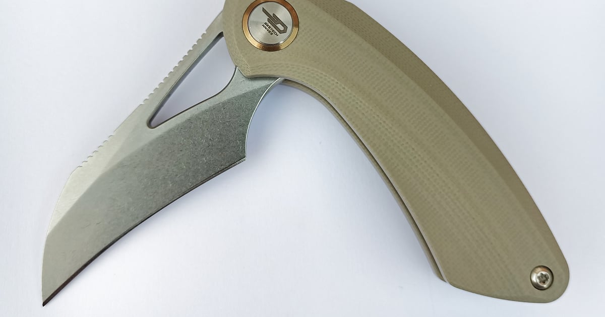 Custom Shop Bestech BIHAI Tan G10 Scales, Stonewashed Blade, with Ti P ...