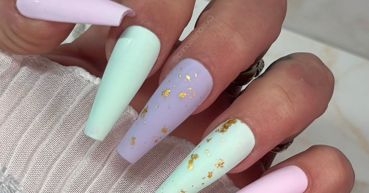 Flieder Mint Rosa matt golden flakes - Flakes Designs - Shop | Princess Nails