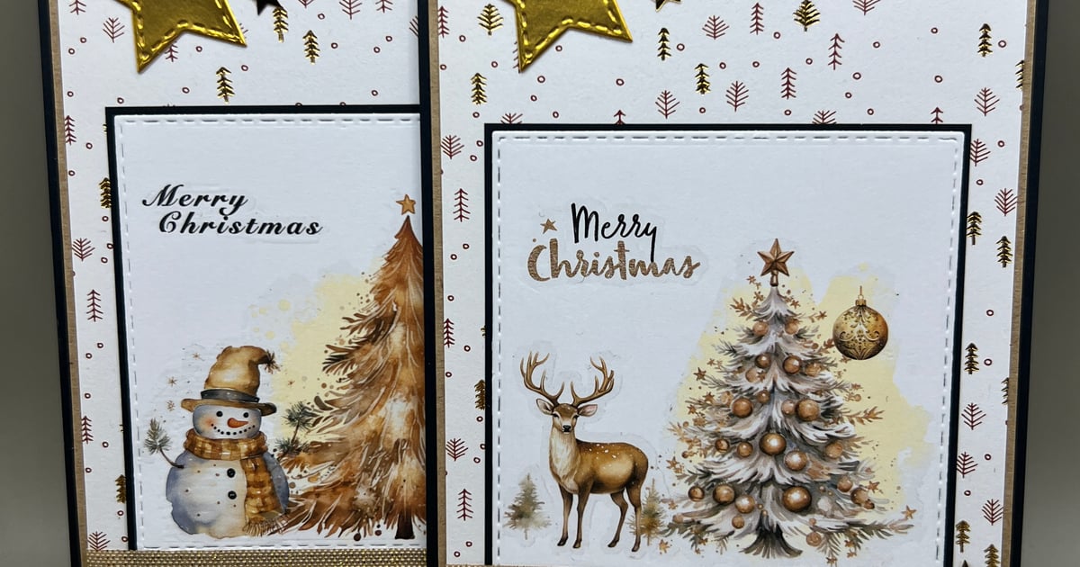 Weihnachtskarten "Merry Christmas" Winterlandschaft, gold - Weihnachts ...