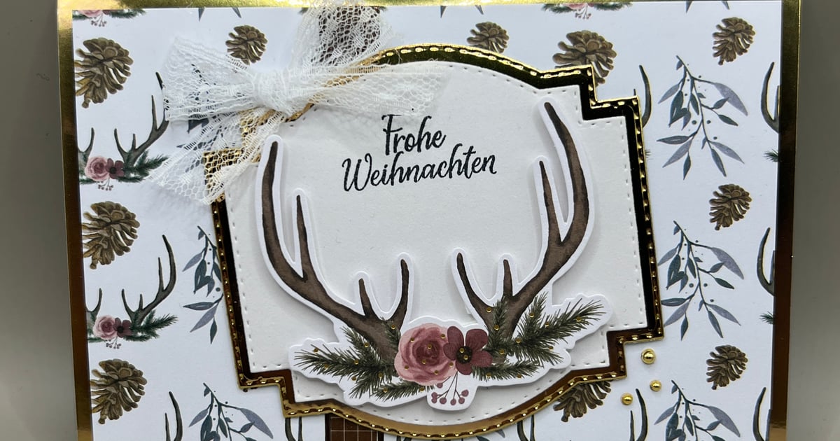 Weihnachtskarte "Frohe Weihnachten" Geweih - Weihnachts- & Winterkarten ...