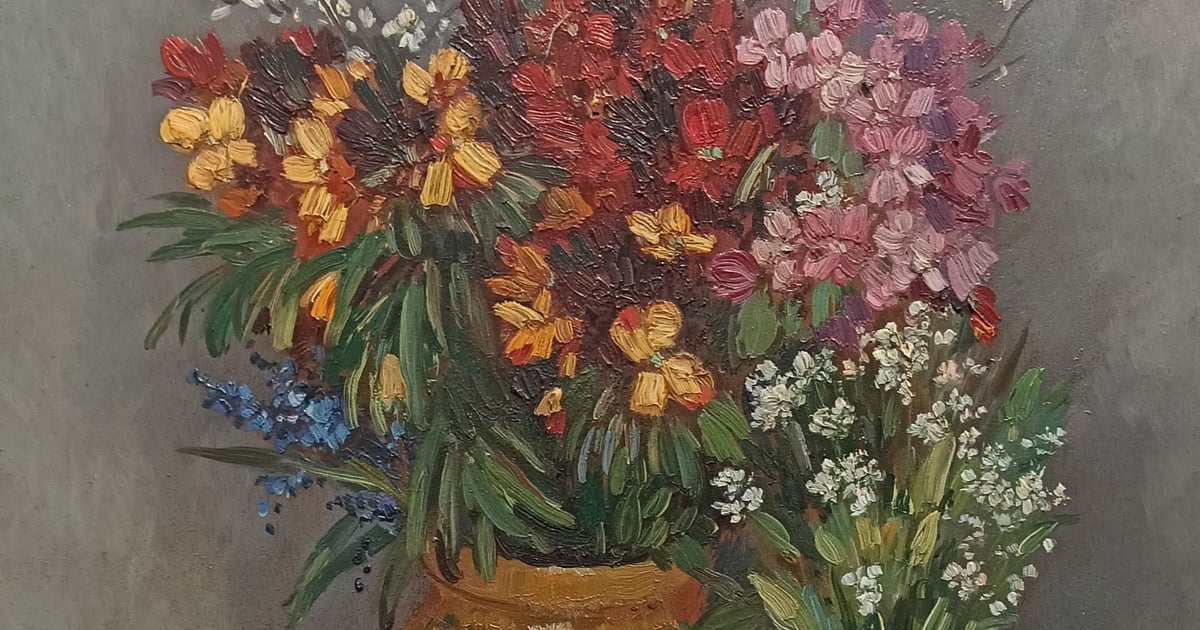 Amandus Faure (1874 - 1931), Frühlingsstrauß mit Schlehenblüten ...