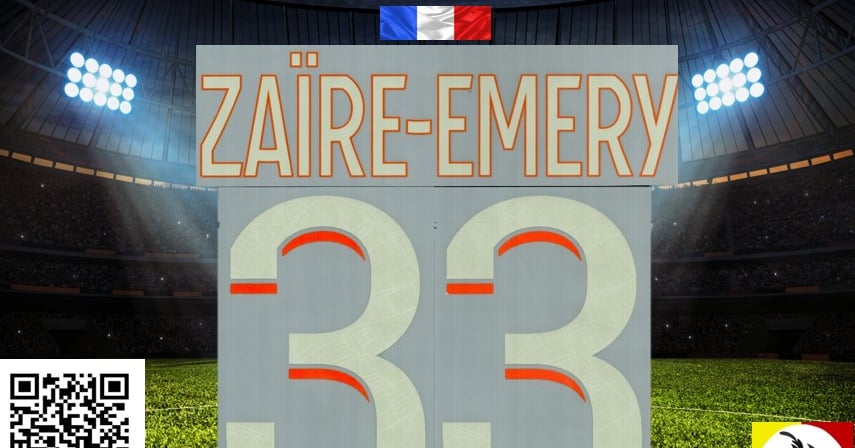 Flocage officiel PSG Ligue 1 third 2023/24 N° 33 Zaïre-Emery (gris ...