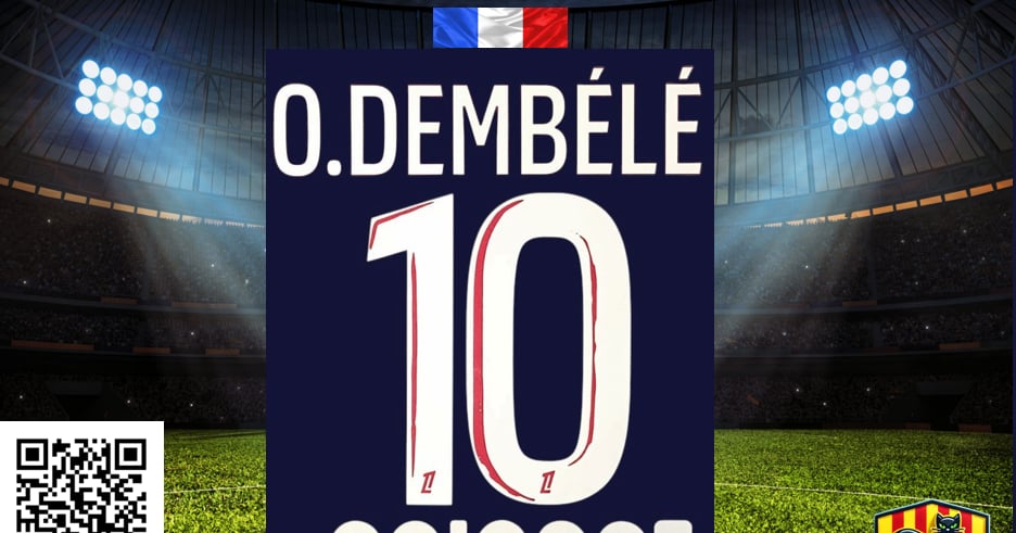Flocage officiel PSG Ligue 1 home 2024/25 N° 10 O.Dembélé (blanc/rouge) - Flocages Joueurs Paris ...