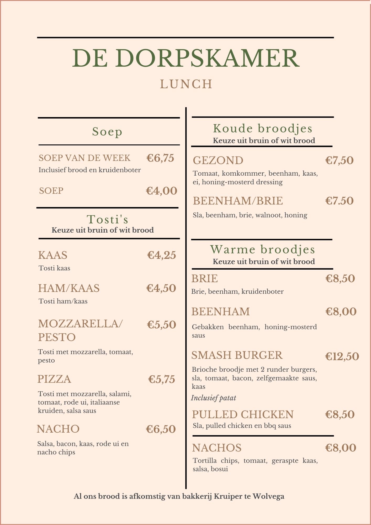 Menukaarten | DeDorpskamer